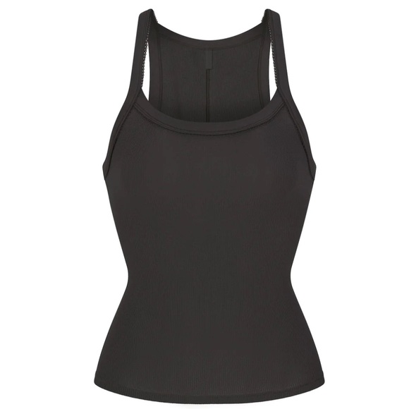 SKIMS | Tops | Skims Picot Trim Cotton Ribbed Tank M Onyx | Poshmark